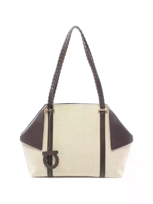 FERRAGAMO 2010s Braided Handle Tote Bag - Neutrals