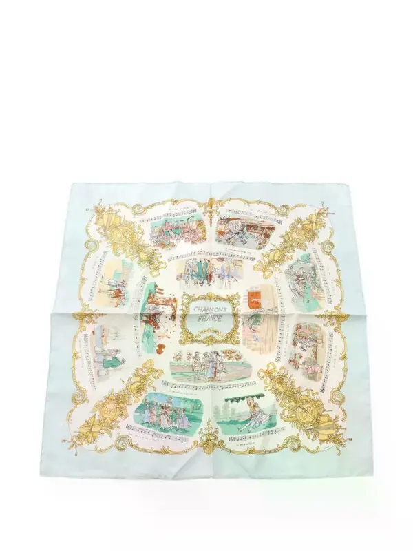 Hermès 2000s Chansons De France Scarf - White