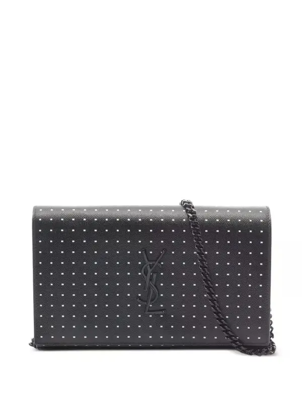 Saint Laurent 2010s Cassandre Polka Dot Chain Clutch Bag - Black