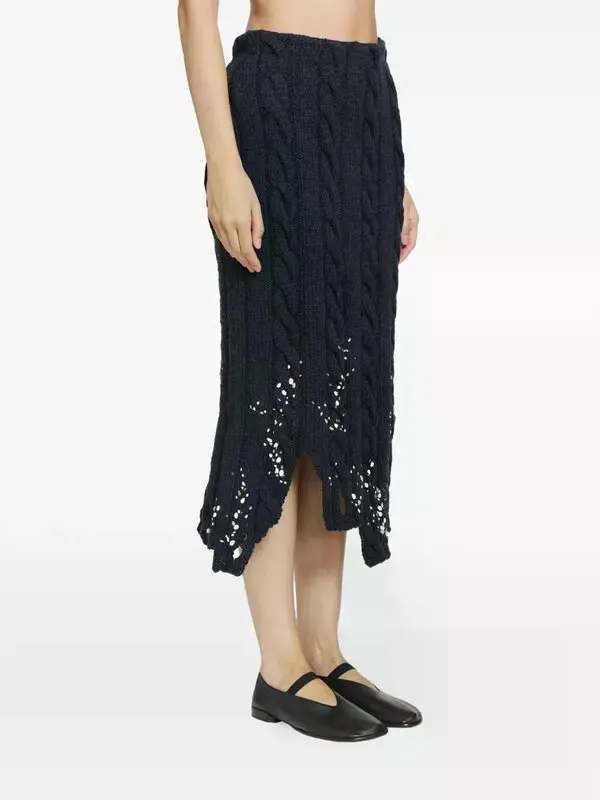 PILLINGS Embroidered Cable-knit Skirt