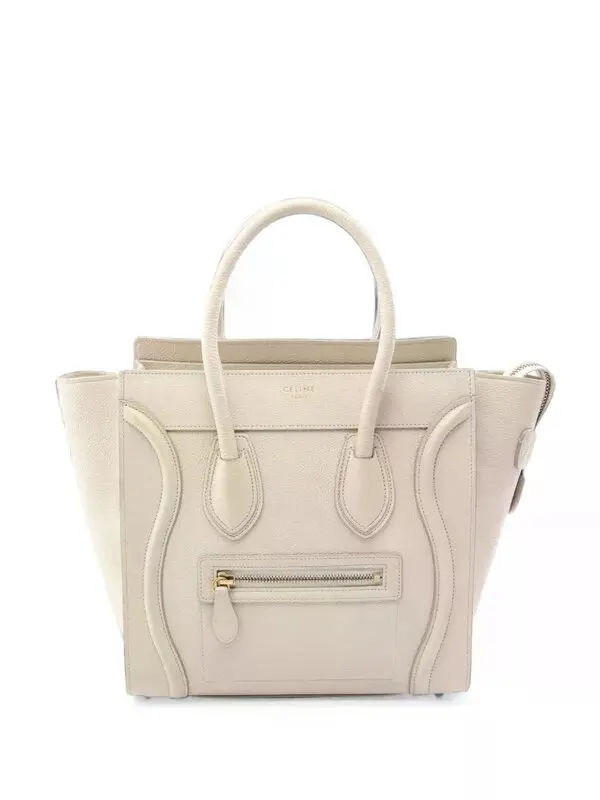 Celine 2010s Micro Luggage Leather Tote Bag - Neutrals