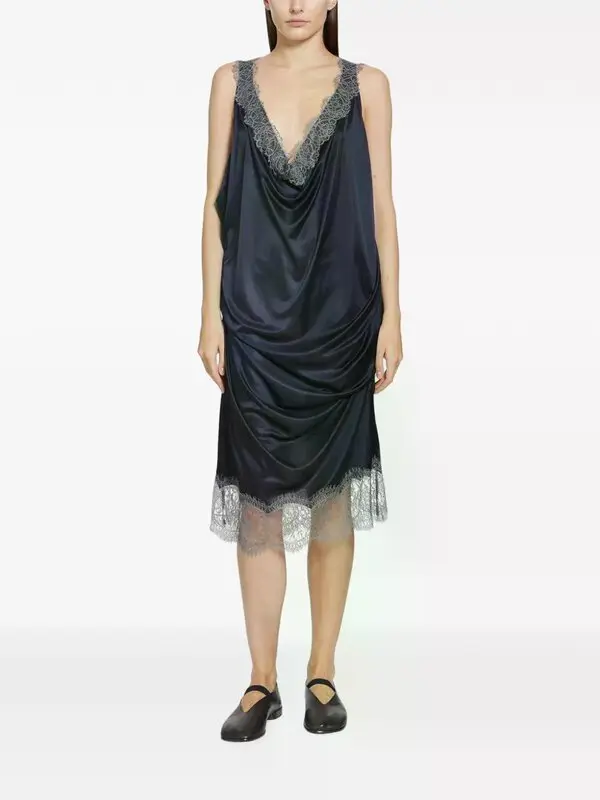 PILLINGS Lace-trimmed Draped Midi Dress - Blue