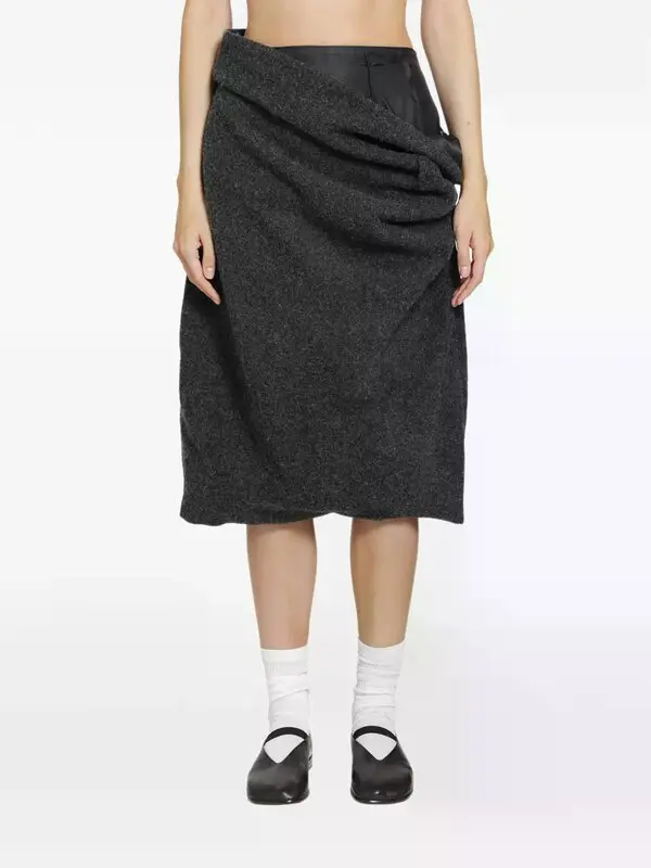 PILLINGS Draped Wool Midi Skirt - Grey