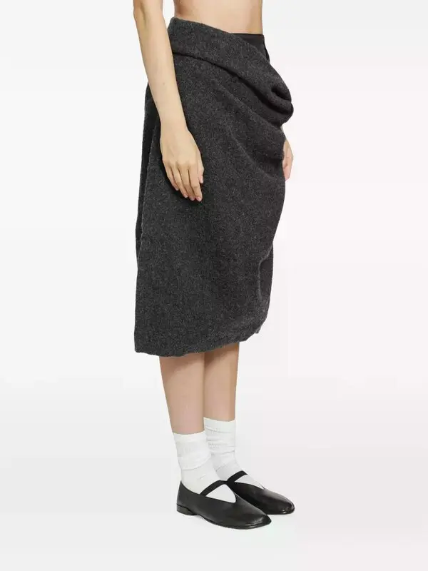 PILLINGS Draped Wool Midi Skirt