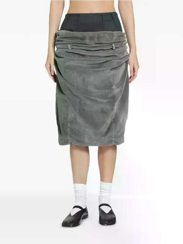 PILLINGS Draped Corduroy Skirt - Grey