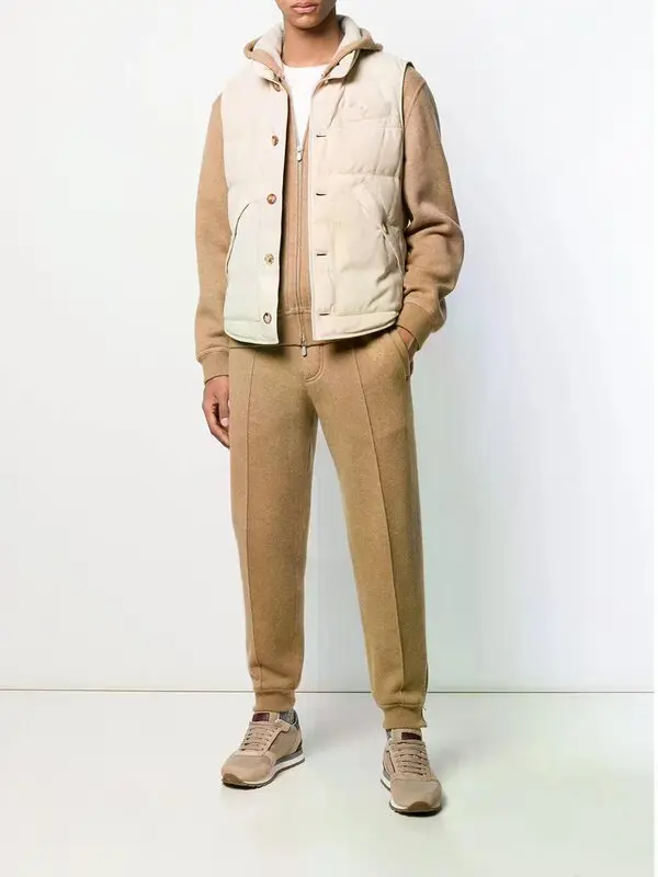 Brunello Cucinelli Drawstring Cashmere Track Pants - Brown