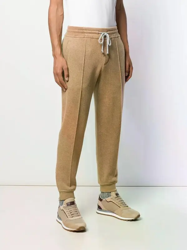 Brunello Cucinelli Drawstring Cashmere Track Pants - Brown