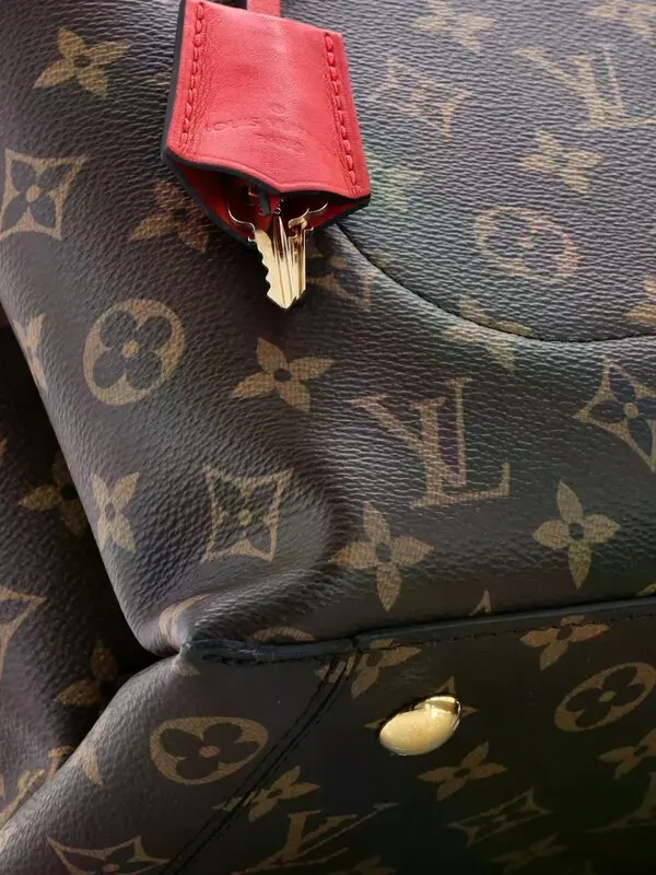 LOUIS VUITTON Flower Monogram Canvas With Leather Tote Bag