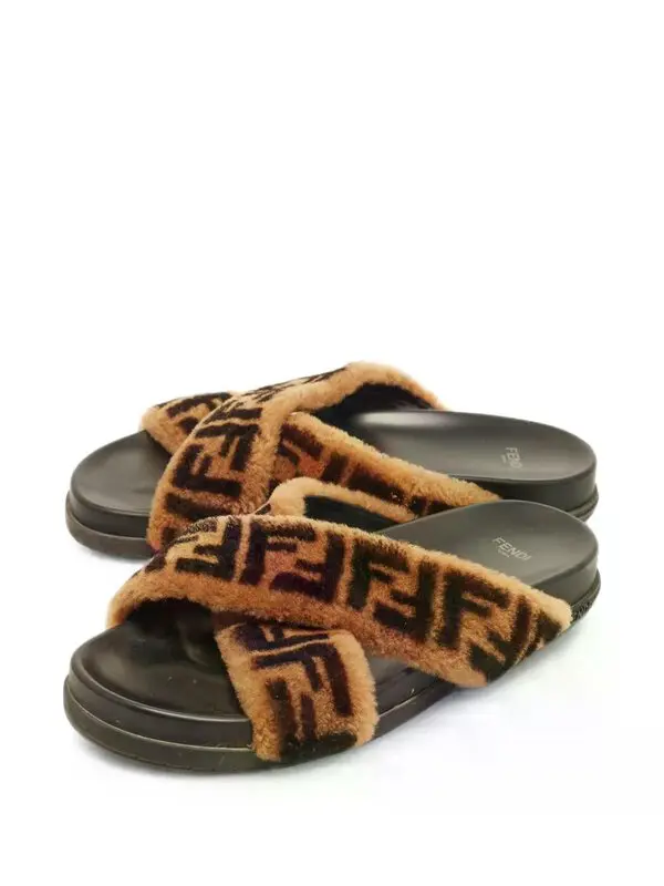 Fendi Zucca Criss-cross Slides