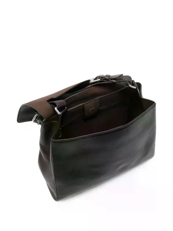 Orciani Logo Lettering Leather Shoulder Bag - Brown