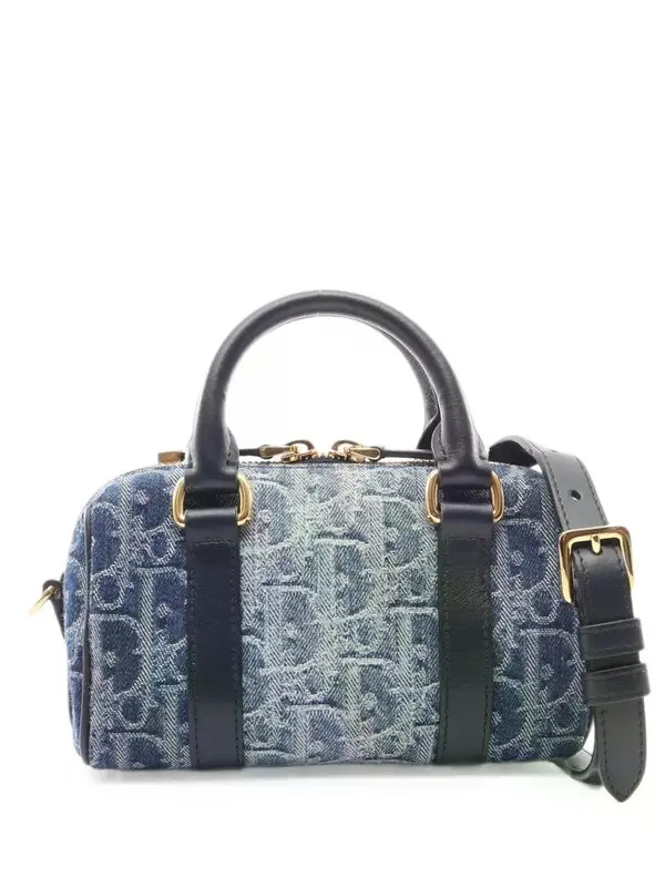 Dior 2010s 17 Groove Oblique Jacquard Mini Bag - Blue