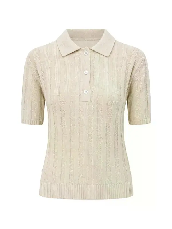 Max Mara Ribbed-knit Linen Polo Shirt