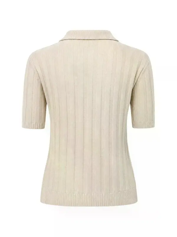 Max Mara Ribbed-knit Linen Polo Shirt