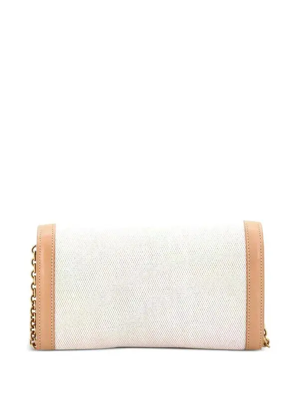 Saint Laurent Le Maillon Chain Wallet Canvas With Leather Crossbody Bag