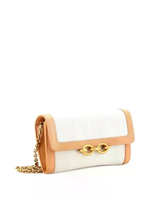 Saint Laurent Le Maillon Chain Wallet Canvas With Leather Crossbody Bag