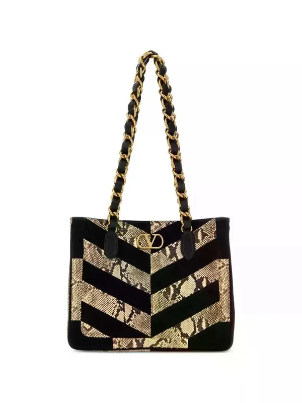 Valentino Garavani Chevron Pattern Tote Bag - Black