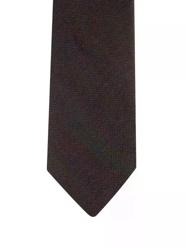 Brioni Herringbone Neck Tie - Brown