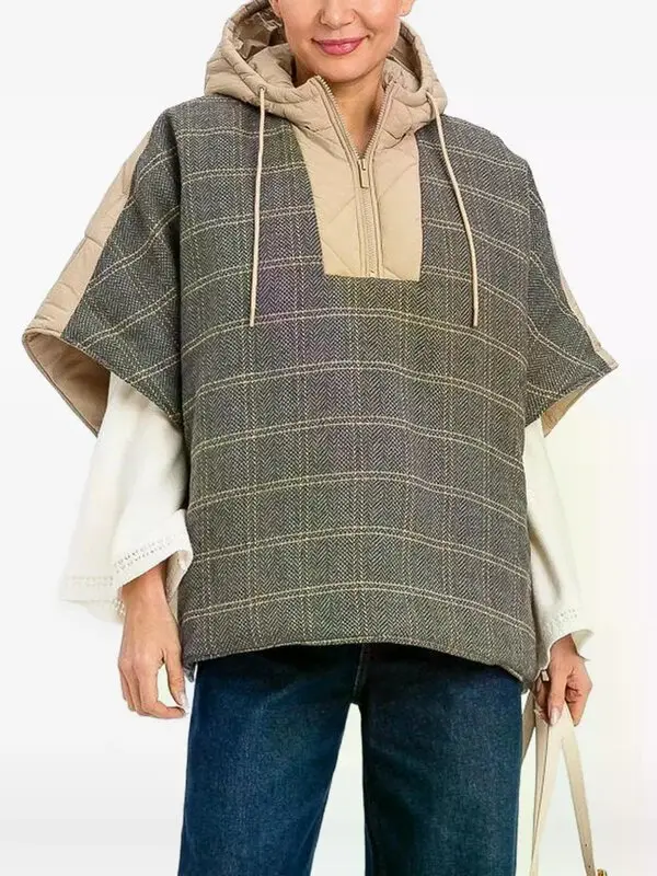 TWINSET Checked Hooded Poncho