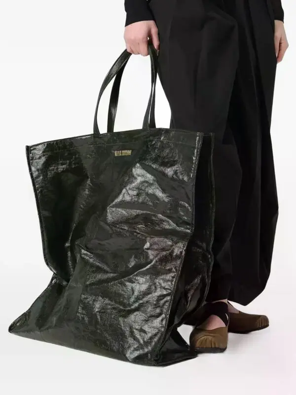 UMA WANG Logo-print Crinkled-effect Tote Bag