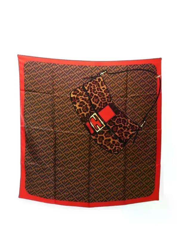 Fendi 2010s Zucca Leopard Scarf