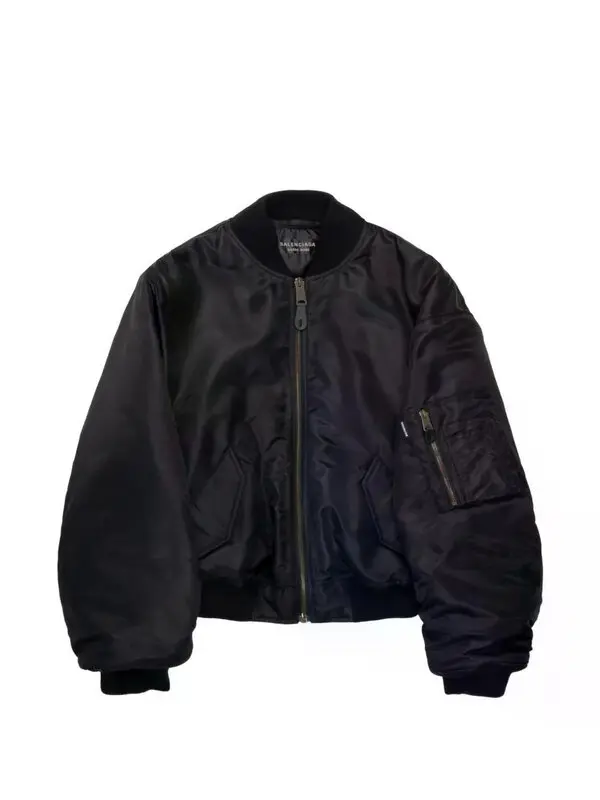 Balenciaga Ruched-sleeve Bomber Jacket - Black