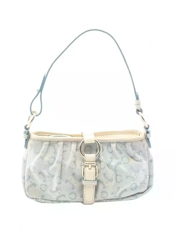 Celine 2000s Paris Macadam Buckle Shoulder Bag - Blue