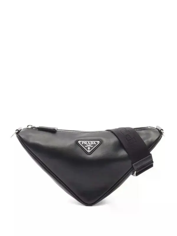 Prada Leather Enamel Triangle Logo Shoulder Bag