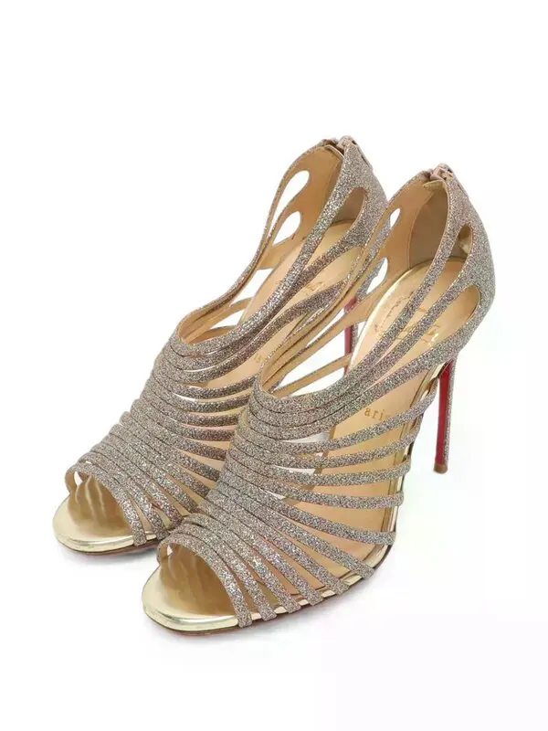 CHRISTIAN LOUBOUTIN Multibrida Glitter-detail Heeled Pumps - Grey