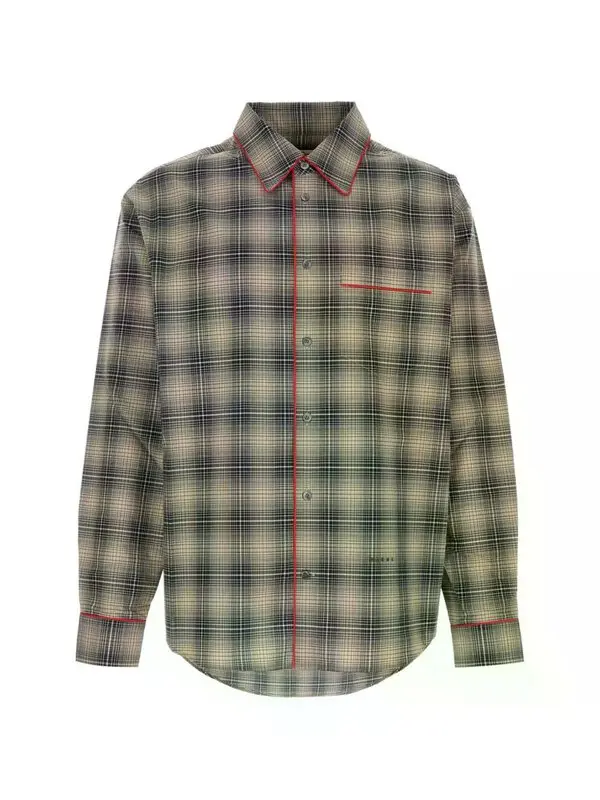 Marni Beige And Light Brown Degradé Check Shirt With Contrast Piping - Neutrals