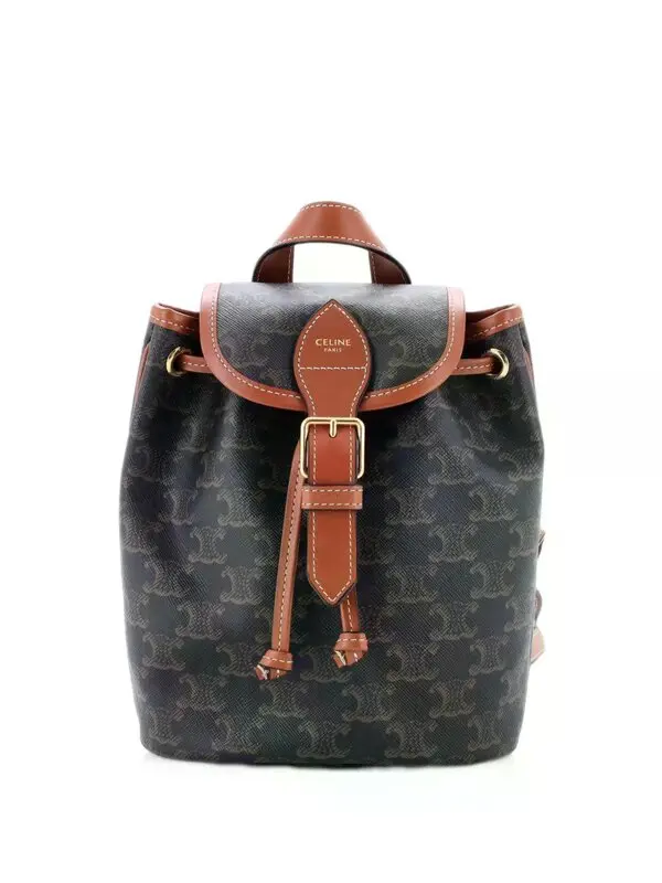 Celine Folco Triomphe Coated Canvas Mini Backpack - Brown
