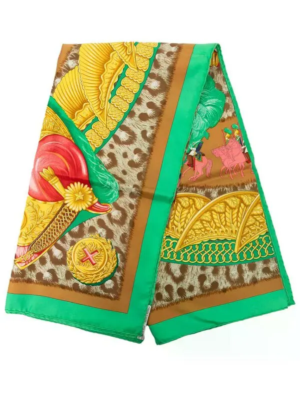 Hermès 1990-2020 Casques Et Plumets Silk Scarf 90 Scarves - Brown