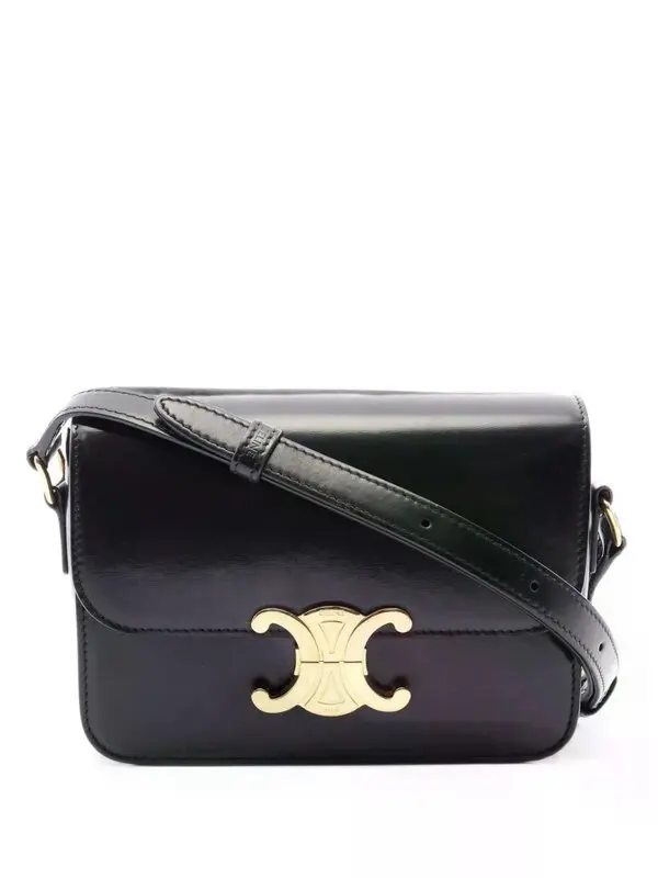 Celine 2010s Triomphe Crossbody Bag - Black