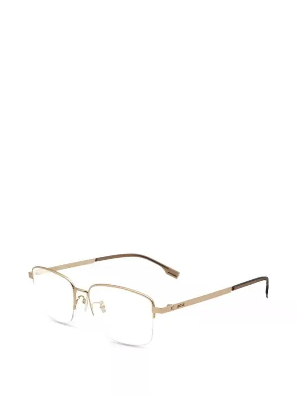BOSS Matte-finish Rectangle Frame Eyeglasses - Gold
