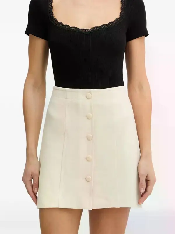 MORGAN Button-up Textured Finish Mini Skirt