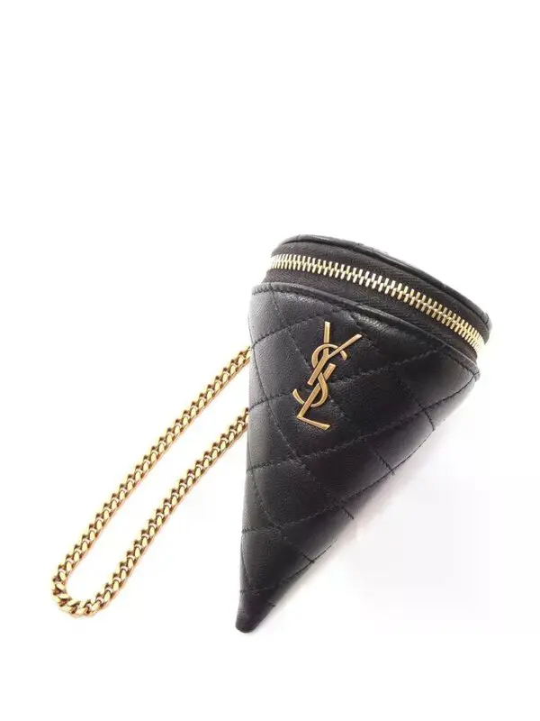 Saint Laurent 2010s Micro Cone Quilted Bag Charm - Black