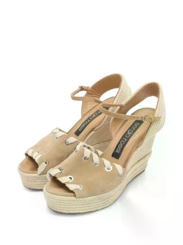 SERGIO ROSSI Rope-detail Wedge Espadrilles - Neutrals