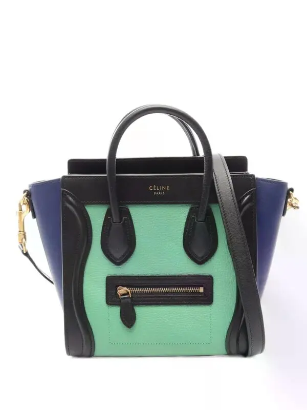 Celine 2010s Luggage Nano Leather Handbag - Green