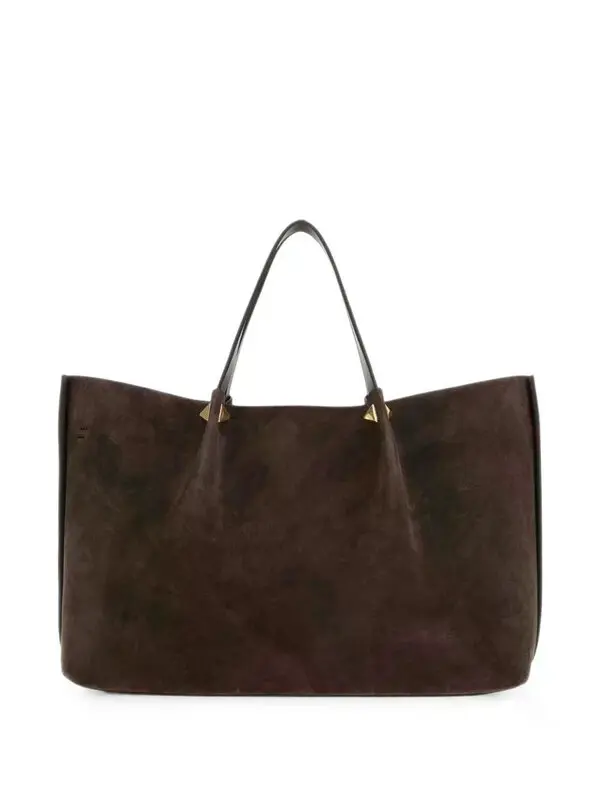 Valentino Garavani Large Shopping Bag In Soft Suede - Brown