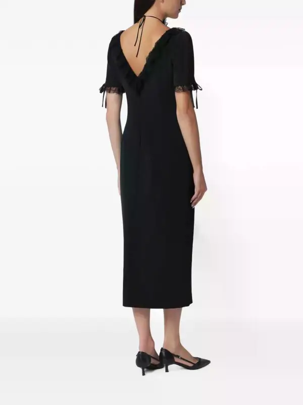 Alessandra Rich Lace-trimmed V-back Midi Dress
