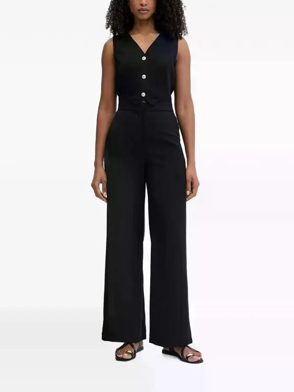 MORGAN Sleeveless V-neck Button-up Jumpsuit With Wide Leg