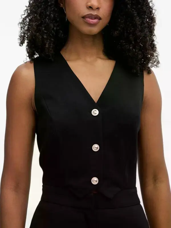 MORGAN Sleeveless V-neck Button-up Jumpsuit With Wide Leg