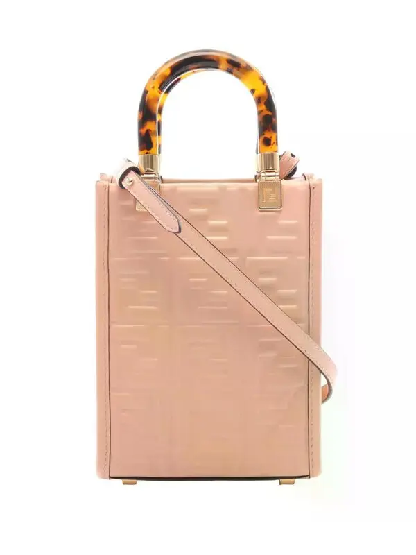 Fendi 2010-2026 Mini Zucca Embossed Leather Sunshine Shopper Tote Satchel - Pink