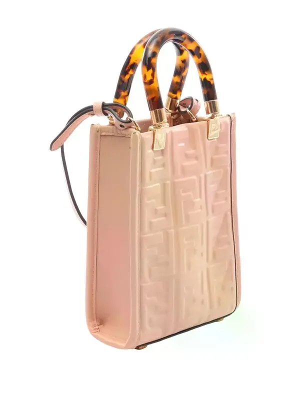 Fendi Mini Zucca Embossed Leather Tote Satchel