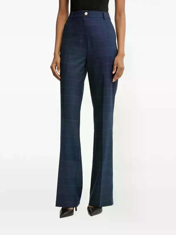 MORGAN Check-pattern Flared Trousers - Blue