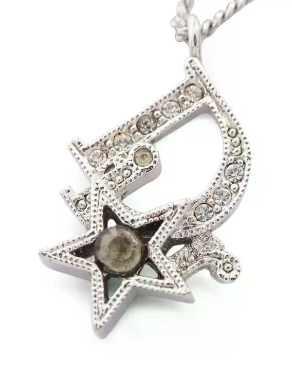 Dior 2000s Logo-pendant Necklace - Silver