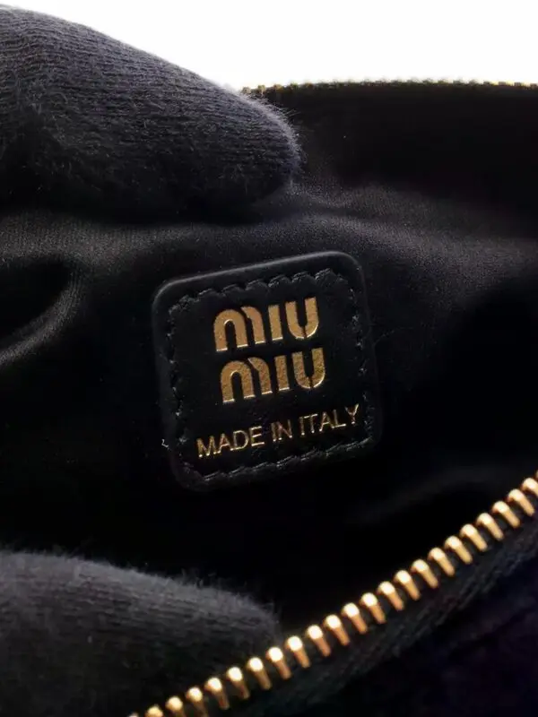 Miu Miu Logo Plaque Velvet Shoulder Bag