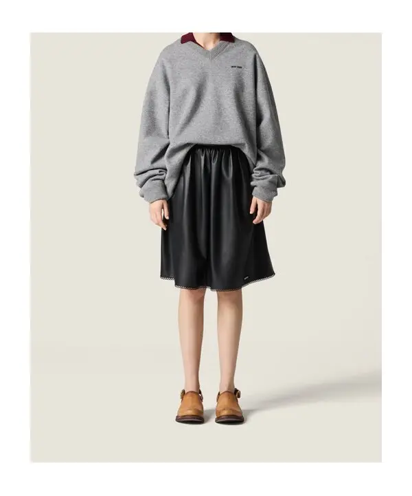 Miu Miu Cashmere And Jersey V-neck Sweater