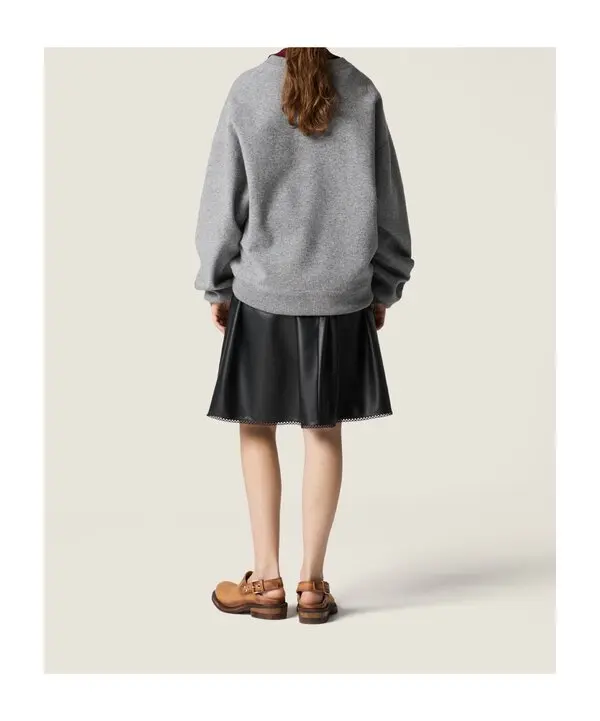 Miu Miu Cashmere And Jersey V-neck Sweater