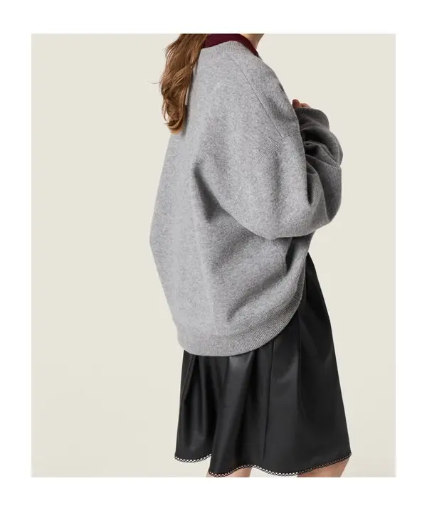 Miu Miu Cashmere And Jersey V-neck Sweater