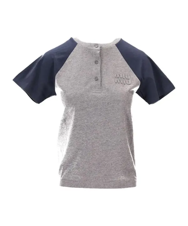 Miu Miu Two-toned Crewneck T-shirt - Gray